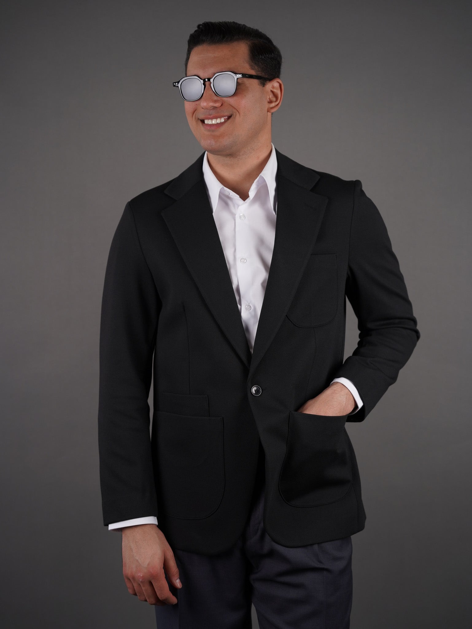 Unlined Lycra Blazer - black